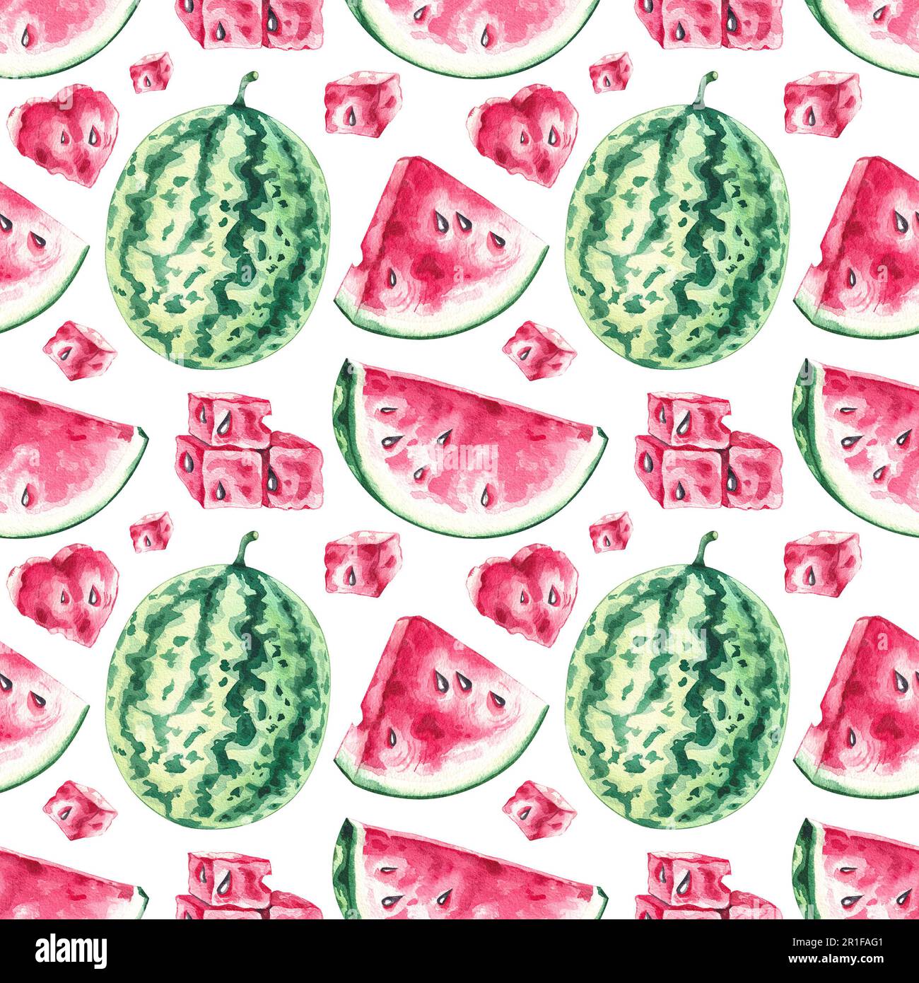 Watercolor watermelon pattern on a white background for design ...