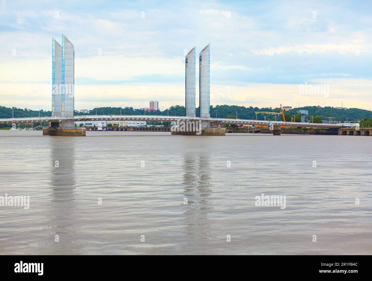 Modern bridge over Garonne river in Bordeaux France . Pont Jacques ...