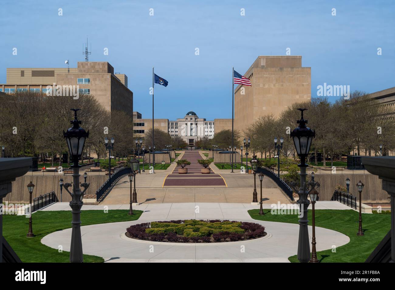 Lansing MI - May 6, 2023: Capital complex from the steps of the ...