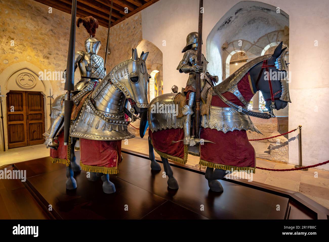 Segovia, Spain - Knights oh horses replica in Alcazar of Segovia castle ...
