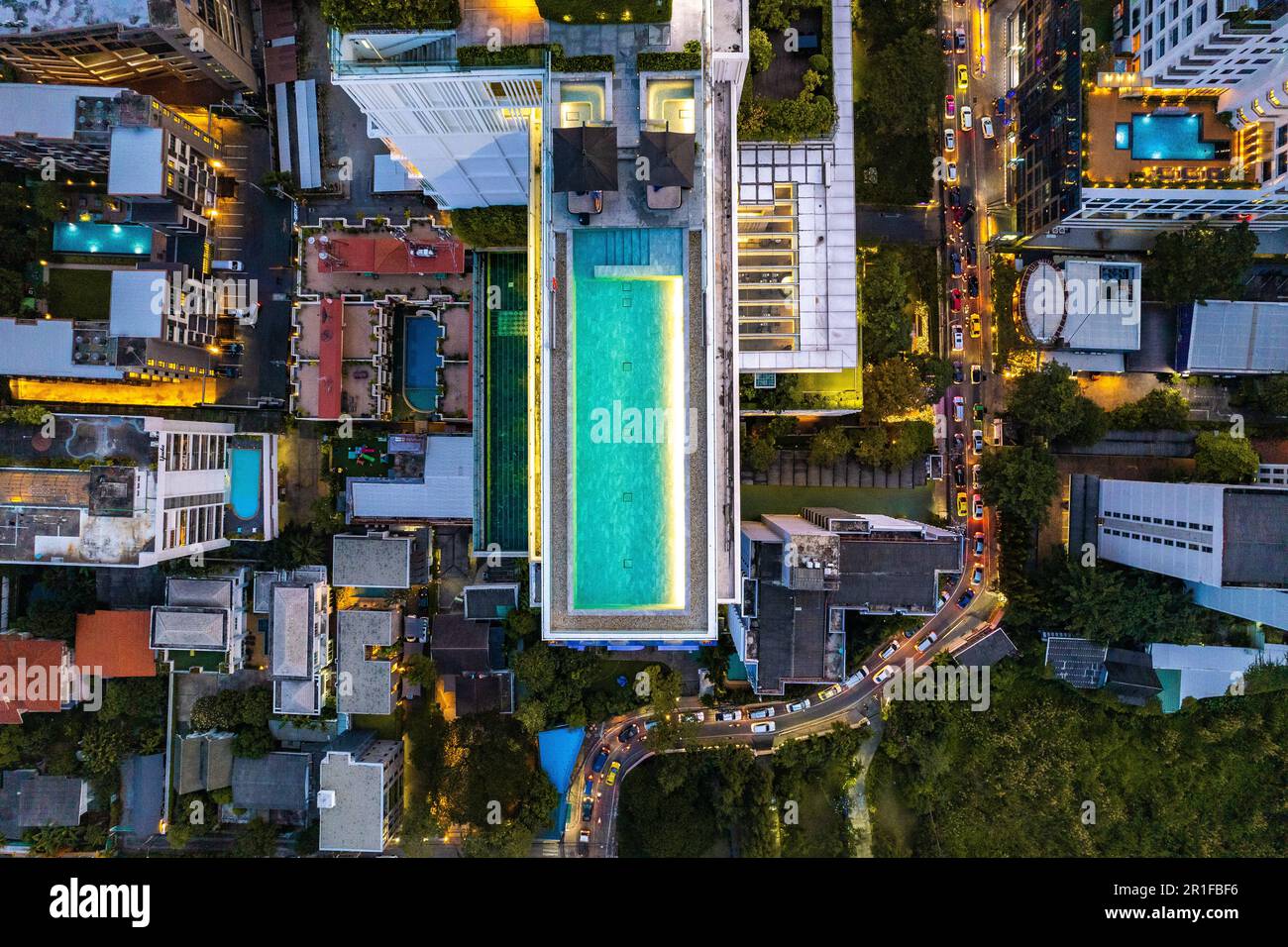 Aerial view of Sukhumvit area, Watthana, Bangkok, Thailand Stock Photo ...