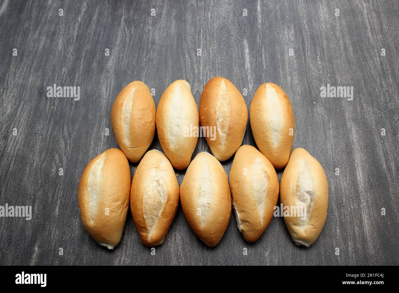 Delicious, fluffy, hot, crispy Mexican bread, bolillo white bread, loaf ...