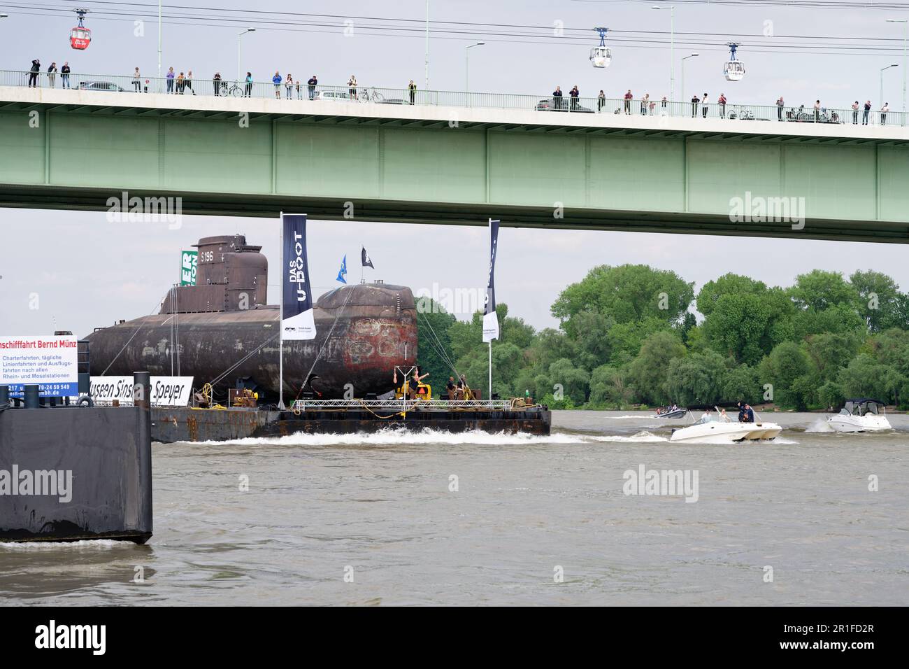 Cologne, Germany, May 13 2023: the historic submarine u17 on its way to ...