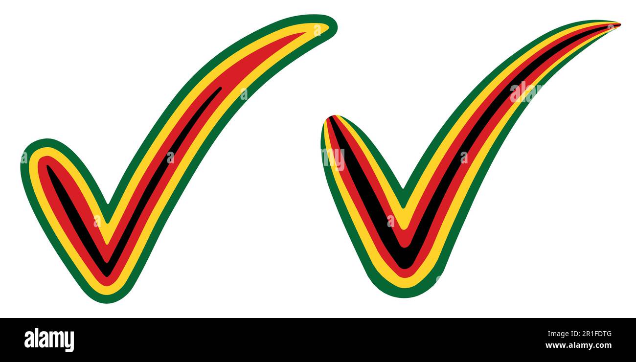 Check mark style Zimbabwe flag symbol elections, voting and approval ...