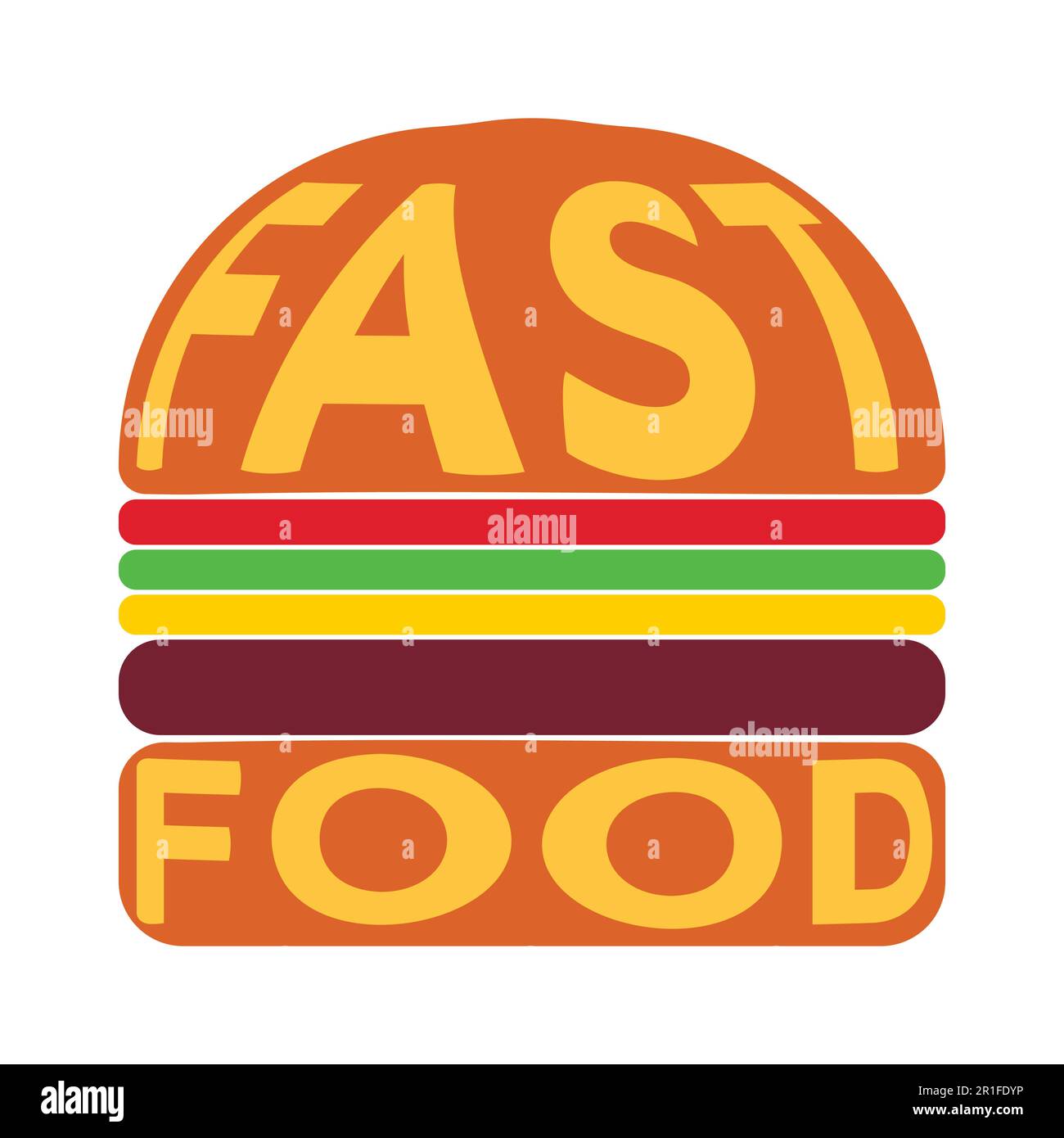 Burger with the text fast food on the surface of the bun, vector ...