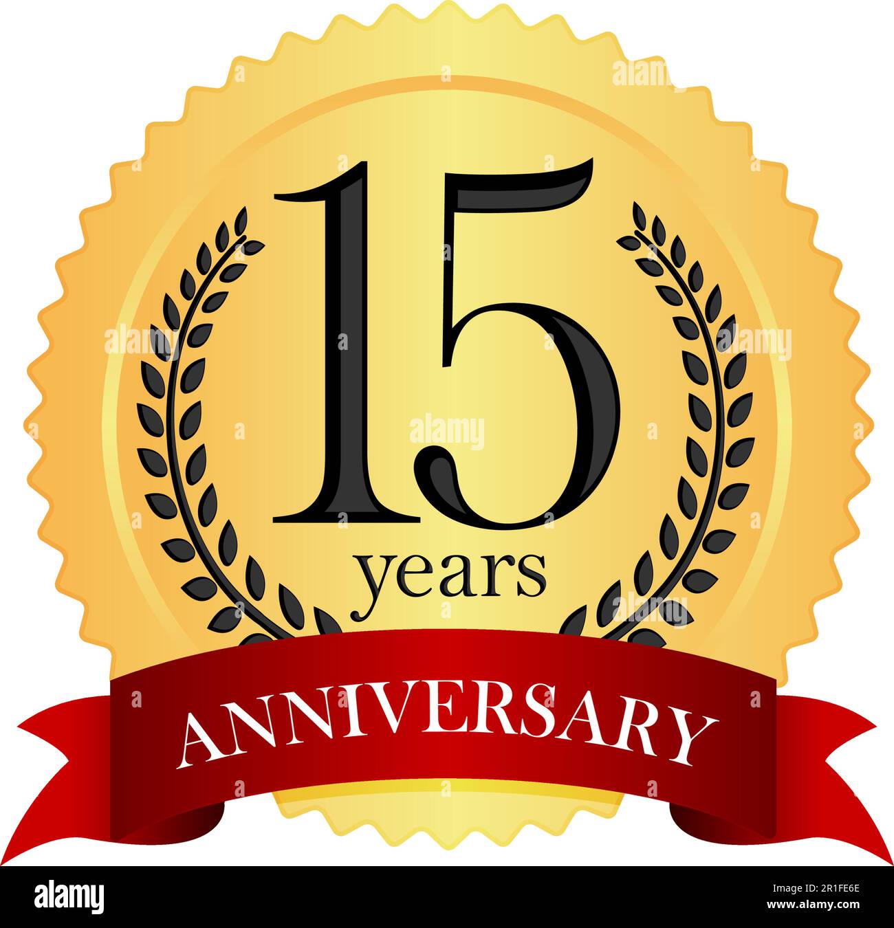 Golden anniversary medal icon | 15th anniversary Stock Vector Image ...