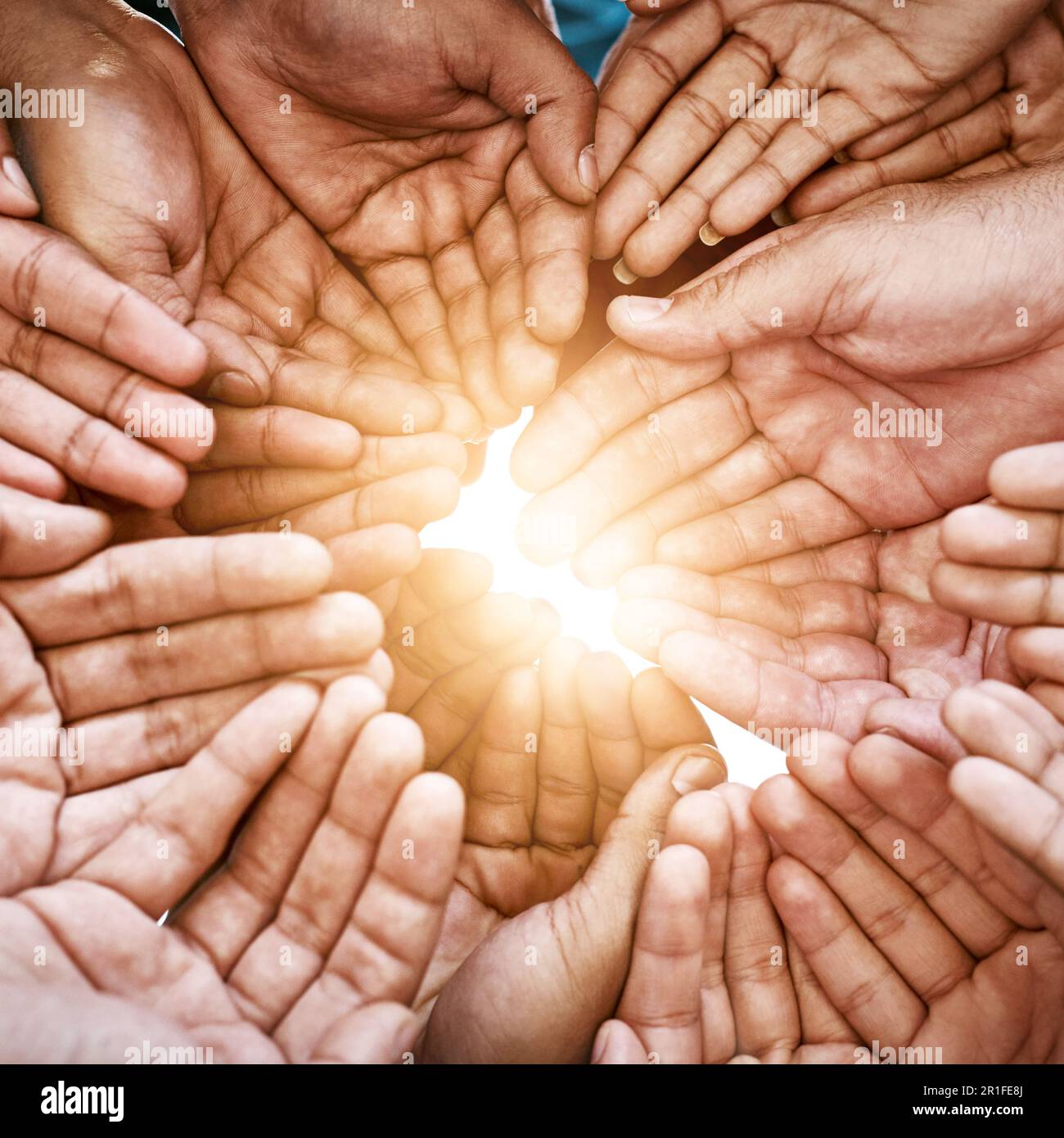 Closeup, hands and teamwork with collaboration, partnership and charity ...