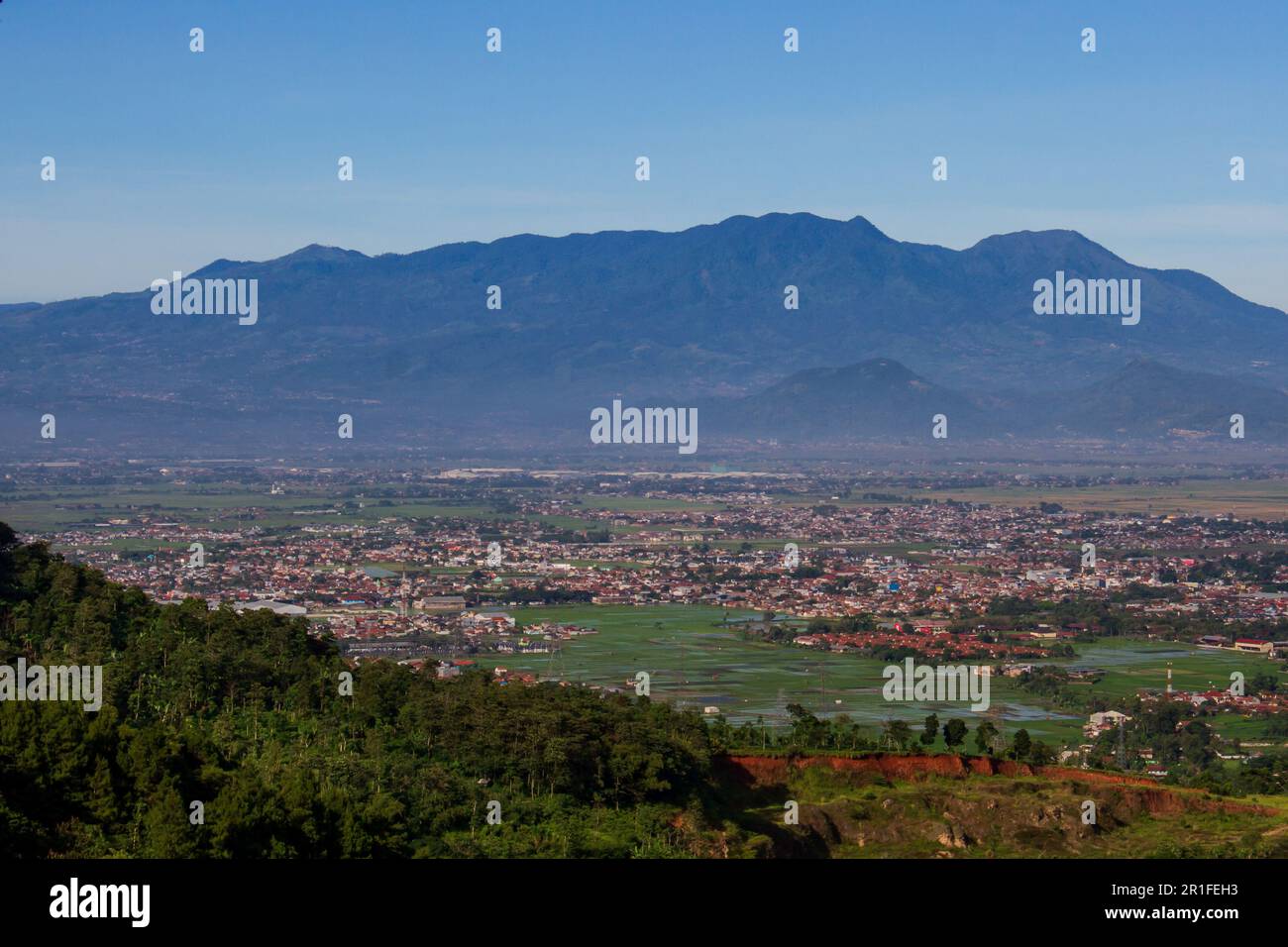 Tanjungsari, West Java, Indonesia. 14th May, 2023. Landscape view city ...