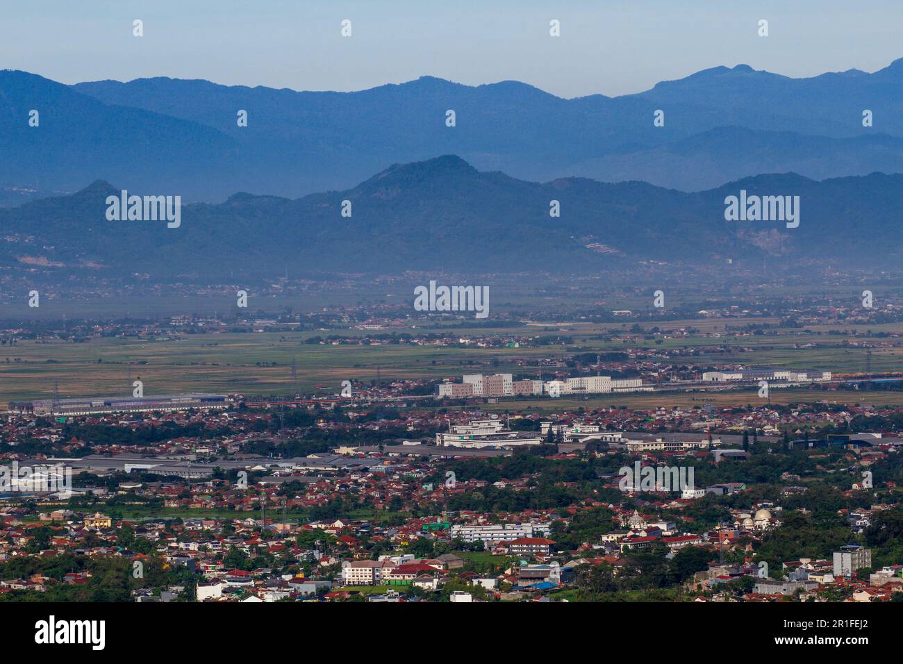 Tanjungsari, West Java, Indonesia. 14th May, 2023. Landscape view city ...