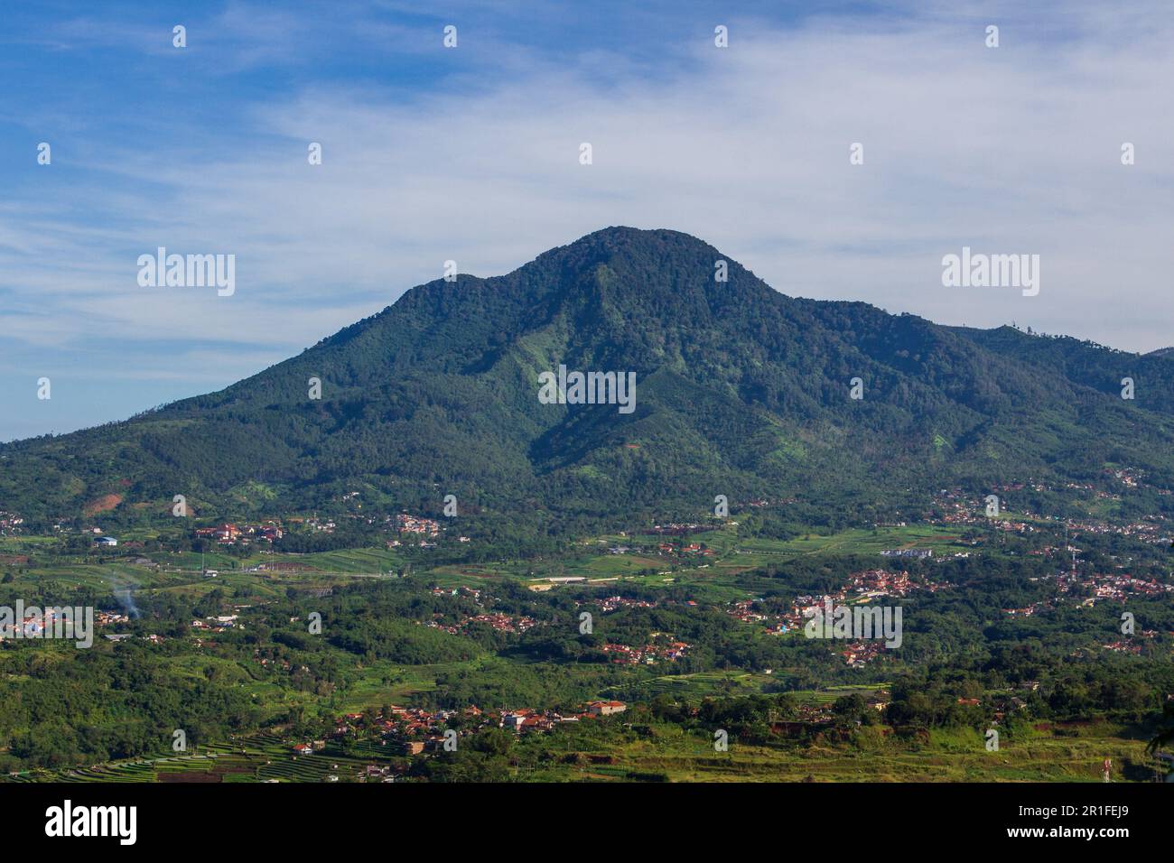 Tanjungsari, West Java, Indonesia. 14th May, 2023. Landscape view of Manglayang Mountain seen ...