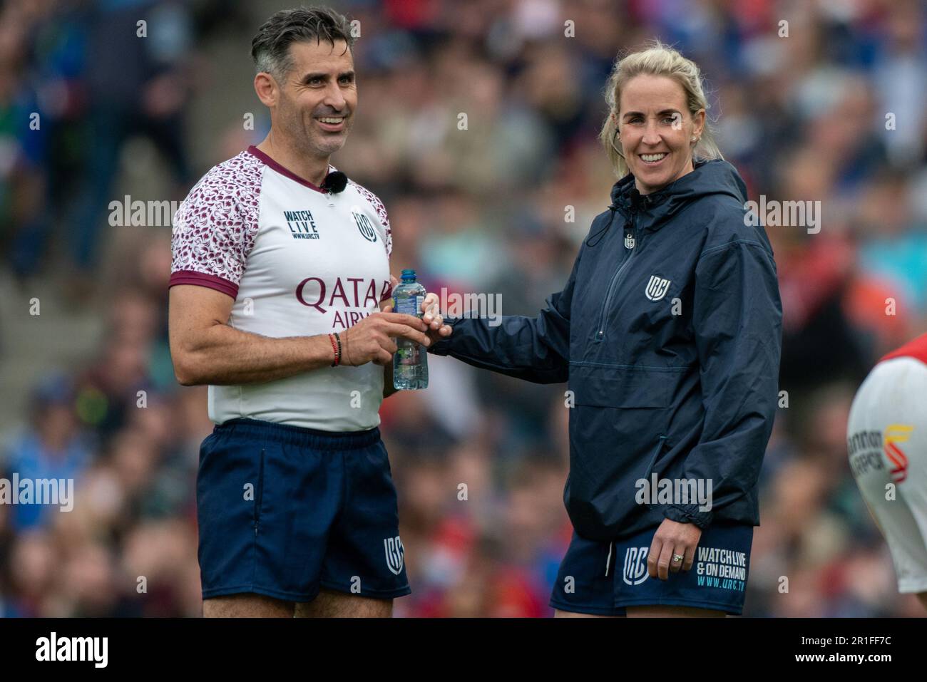 Dublin, Ireland. 14th May, 2023. Referee Frank Murphy and Joy Neville ...