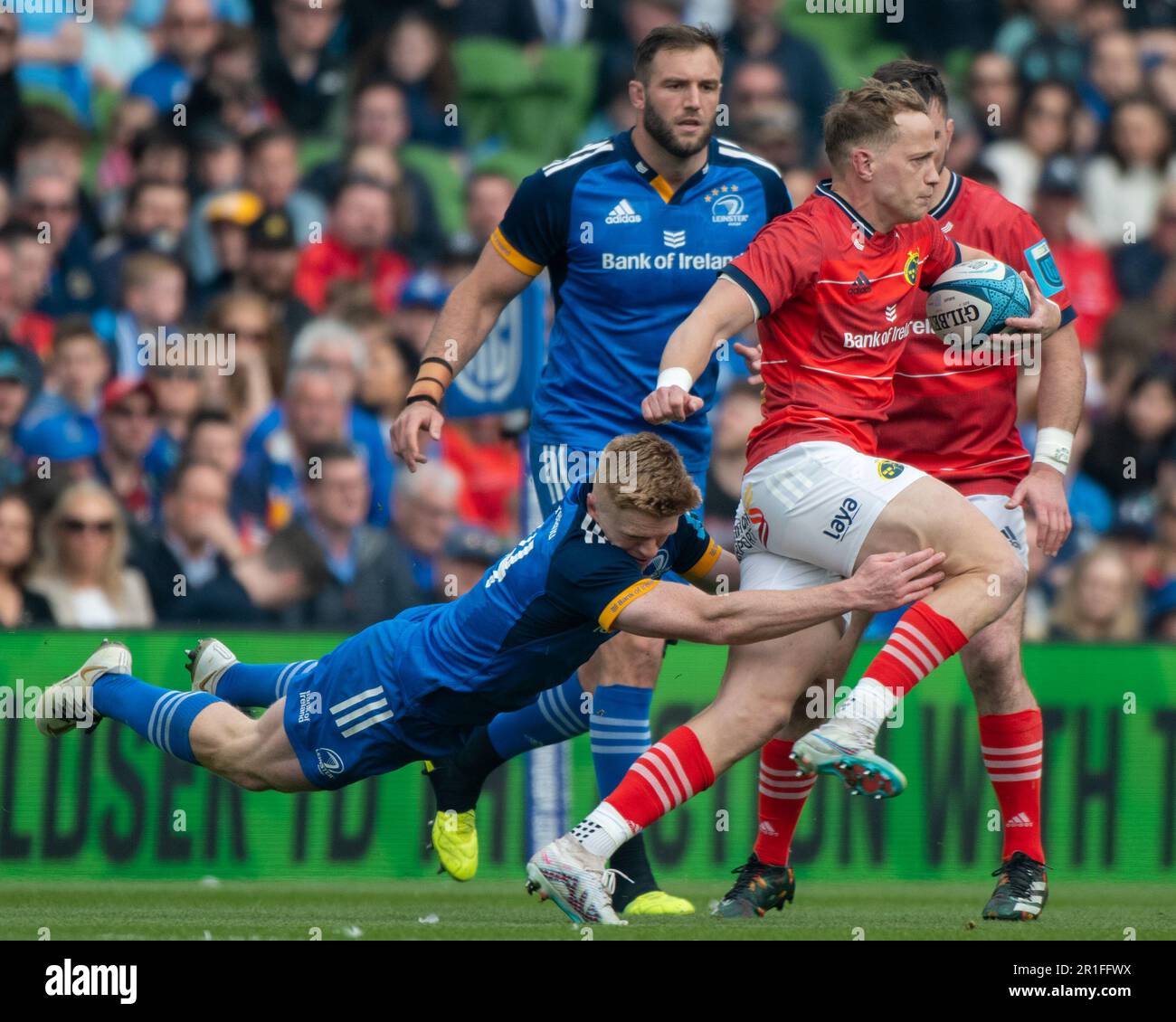 Dublin, Ireland. 13th May, 2023. Mike Haley of Munster runs with the ...