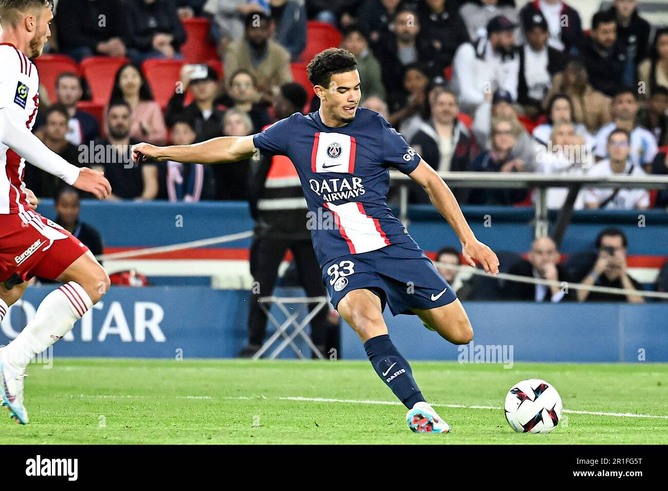 Paris, France. 13th May, 2023. Warren Zaire-Emery during the Ligue 1 ...