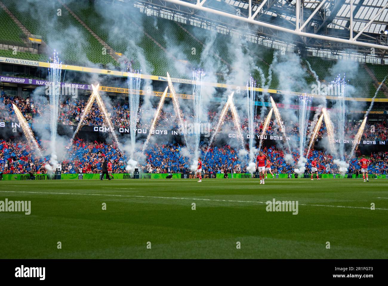 Dublin, Ireland. 14th May, 2023. The pyrotechnics during the United ...
