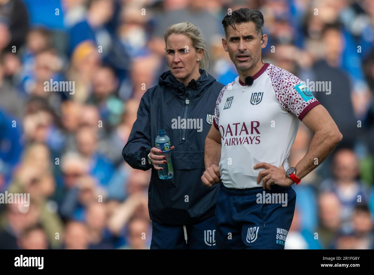 Dublin, Ireland. 14th May, 2023. Referee Frank Murphy and Joy Neville ...