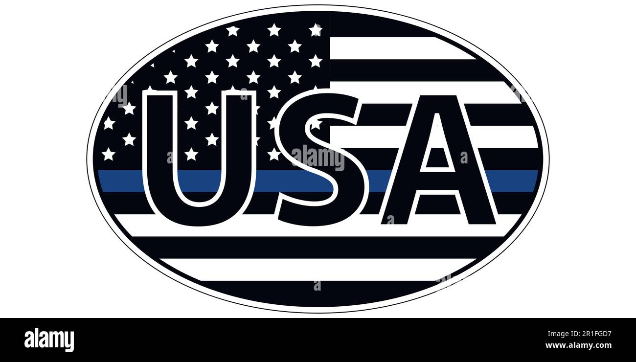 police enforcement flag sticker blue stripe symbolic Stock Vector Image ...