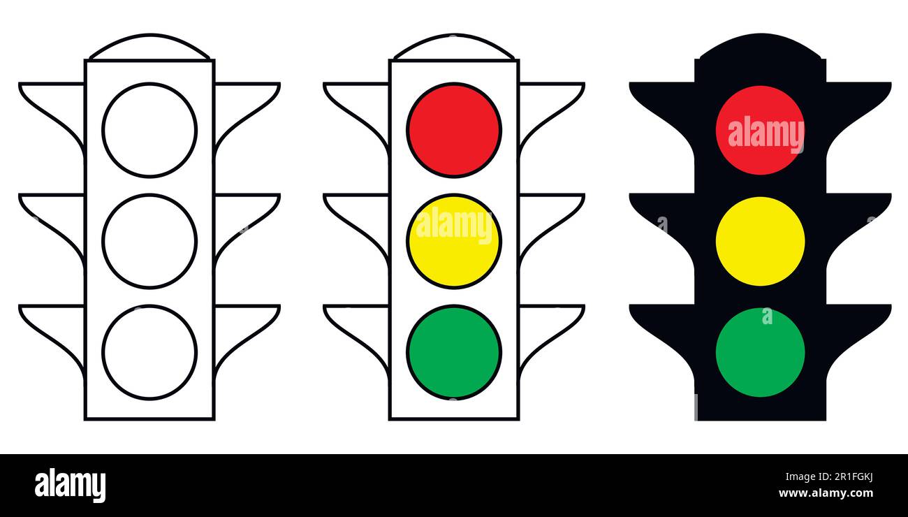 set traffic light interface icons. Red, yellow and green yes, no and ...