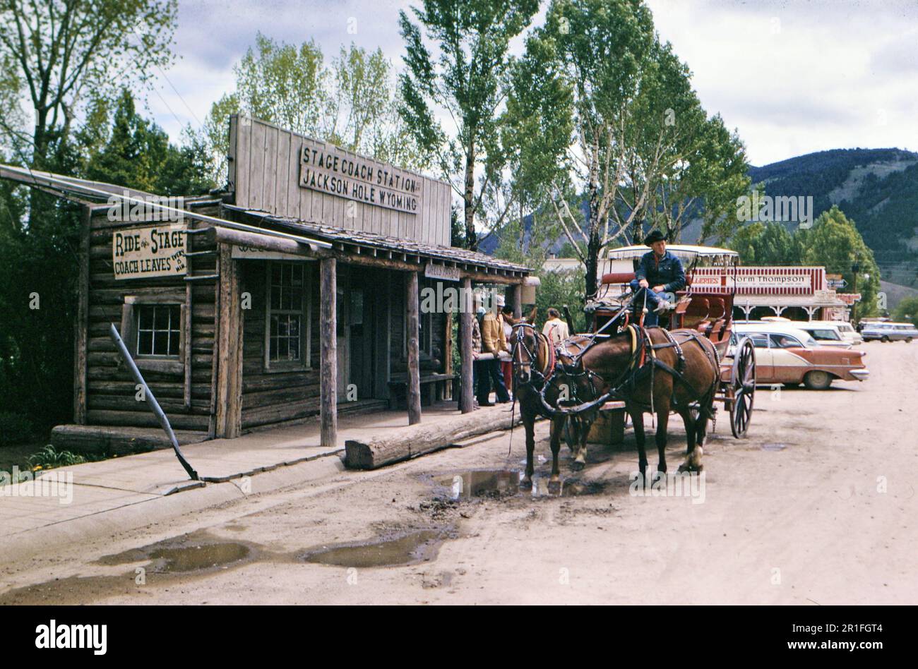 Stagecoach station in Jackson Hole Wyoming offers rides to tourists ca ...