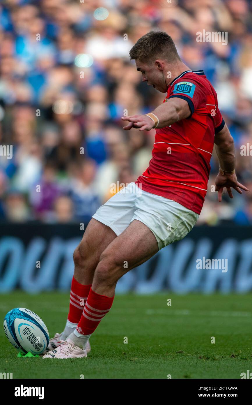 Dublin, Ireland. 14th May, 2023. Jack Crowley of Munster takes a ...