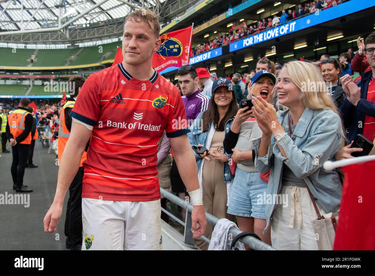 Dublin, Ireland. 14th May, 2023. Mike Haley of Munster celebrates after ...