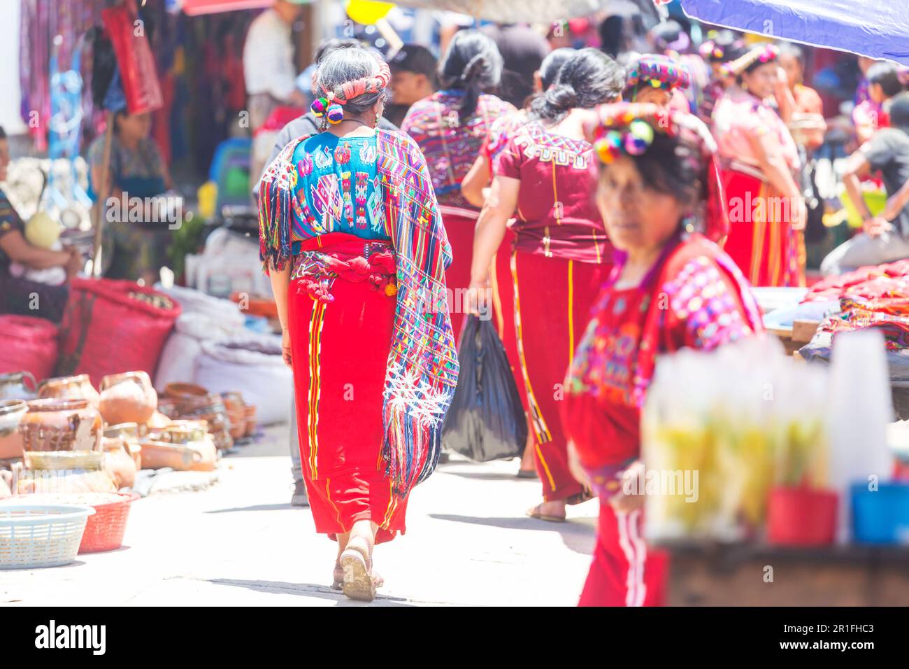 GUSTEMALA APRIL 29 2016: Portrait of a colored dress Mayan women. The ...