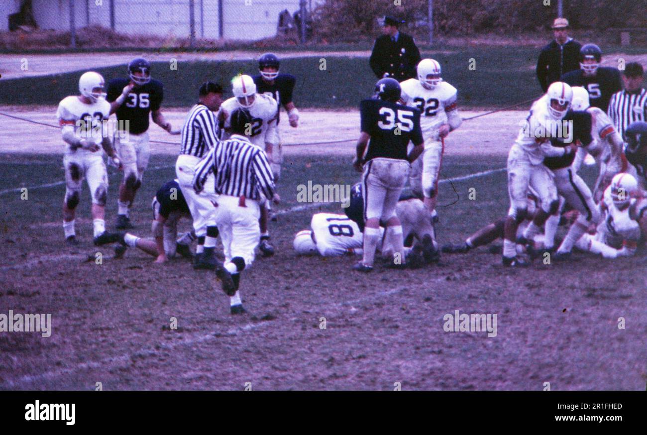 High school football afternoon game action ca. 1968 Stock Photo - Alamy