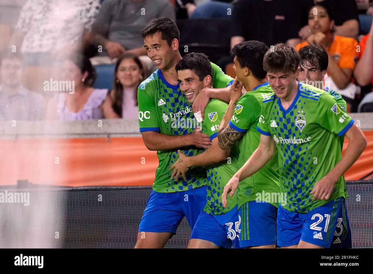 Seattle Sounders' Paul Rothrock (35) celebrates with teammates after ...