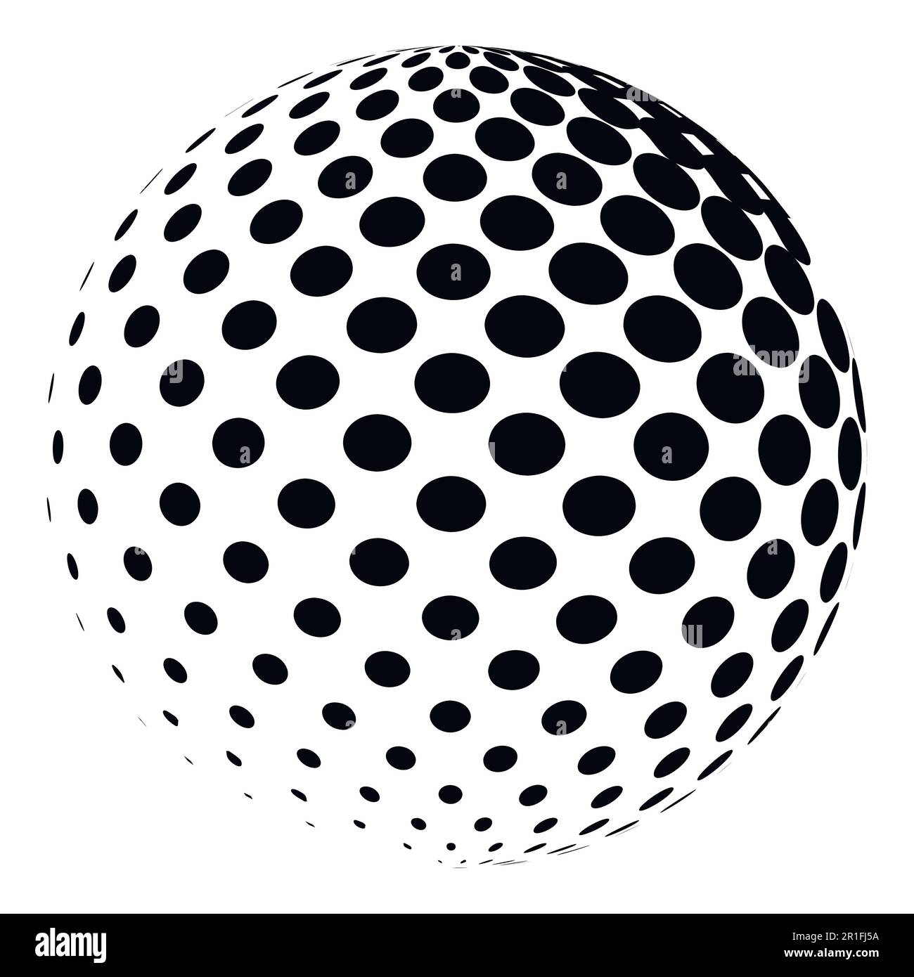 Sphere with a halftone pattern. Dotted orb design element isolated on ...