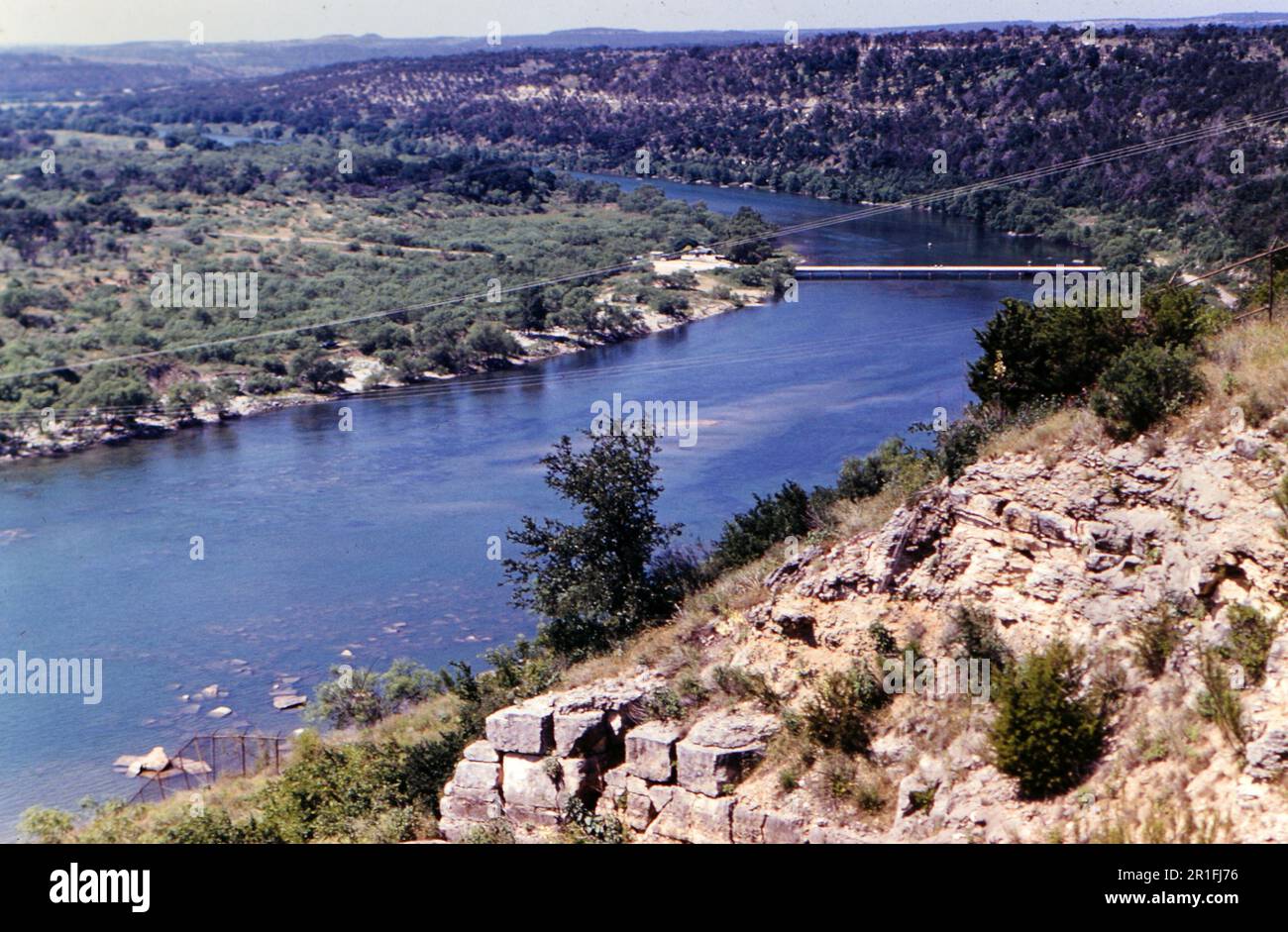 Aerial view of Lake Travis area in Texas, possibly below Lake Travis ca ...
