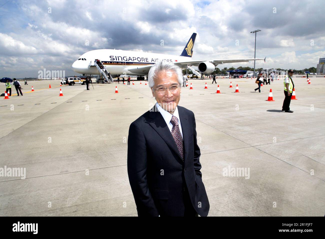 Mr Chew Choon Seng, CEO of Singapore Airlines, poses in front of the ...