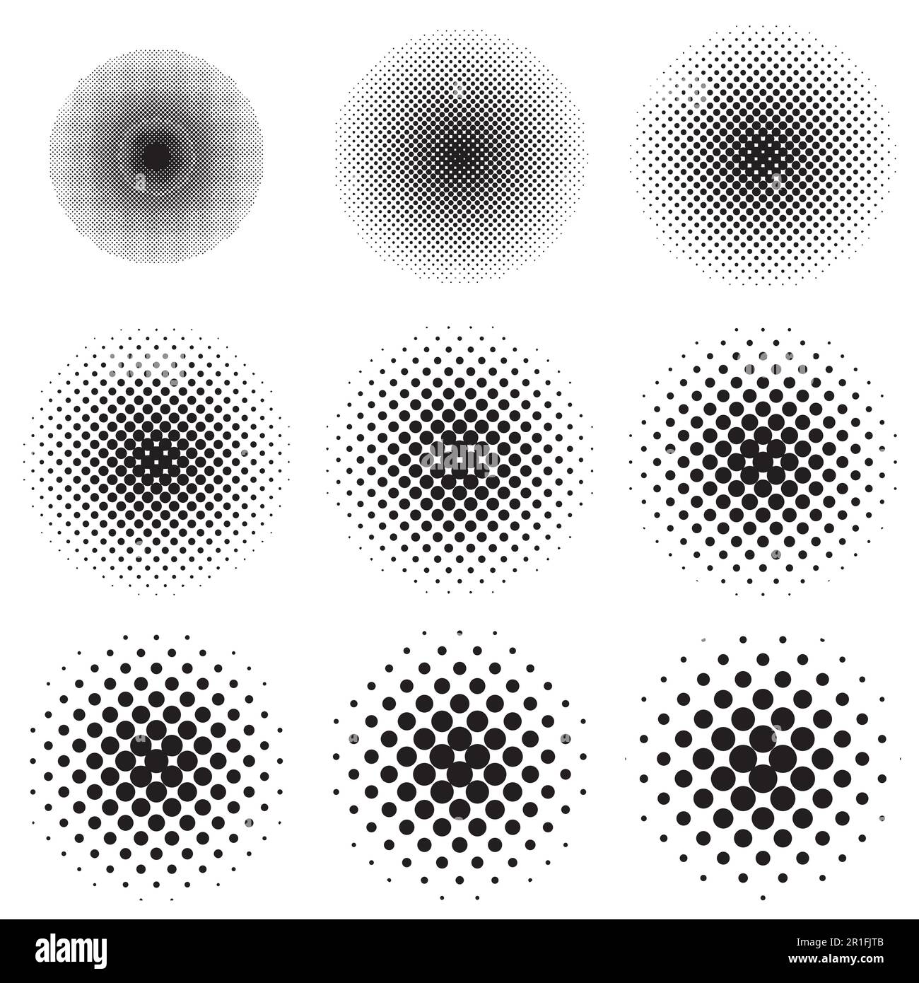 Halftone circles set, dot pattern Halftone circles set vector Stock ...