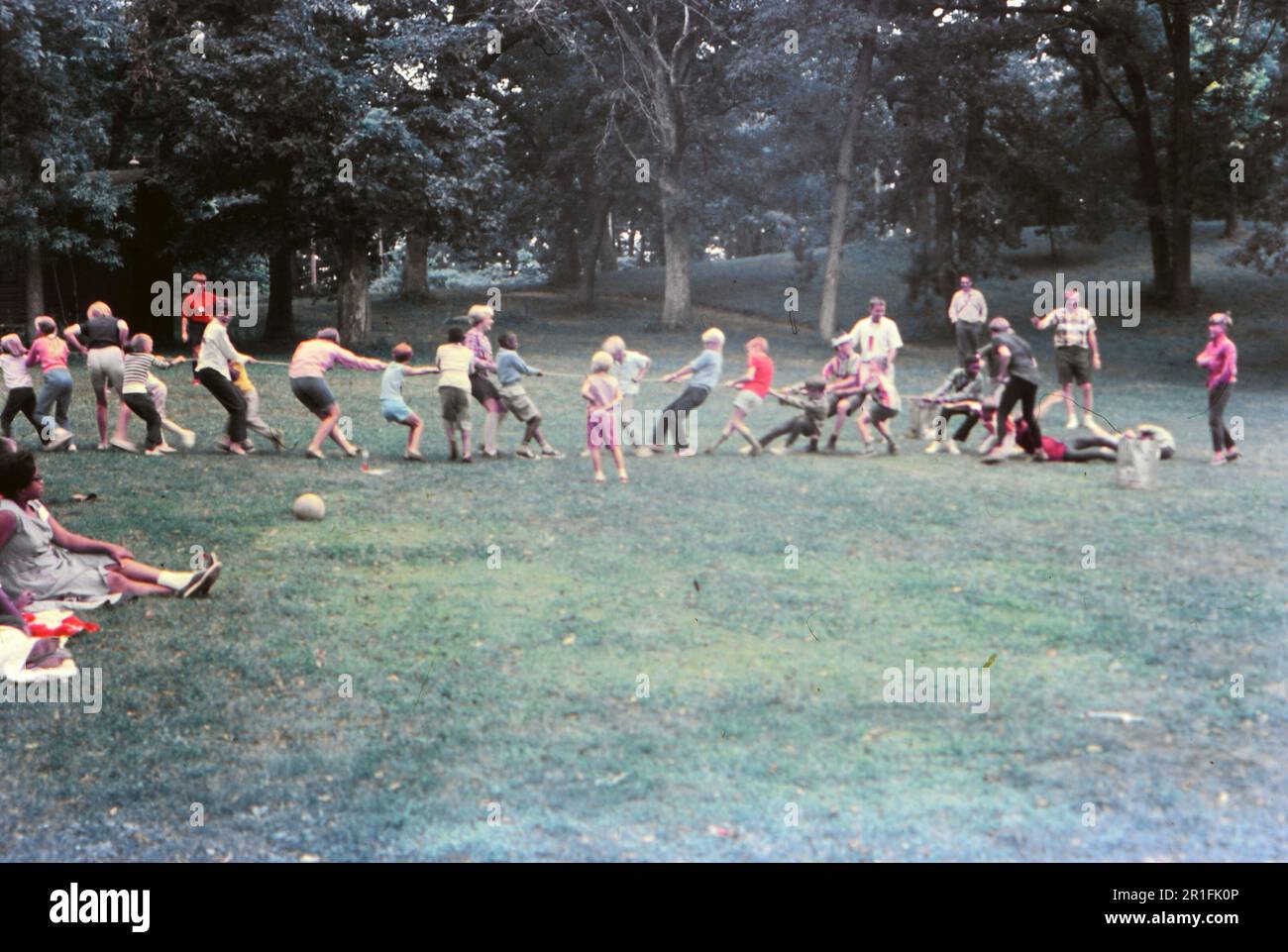 Children playing a game of tug of war ca. 1968 Stock Photo - Alamy