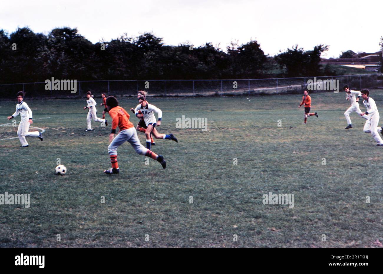 Boys soccer game in action ca. 1970 Stock Photo - Alamy