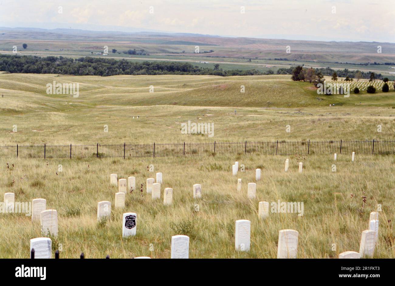 Grave markers for fallen U.S. soldiers at Little Big Horn Battlefield ...