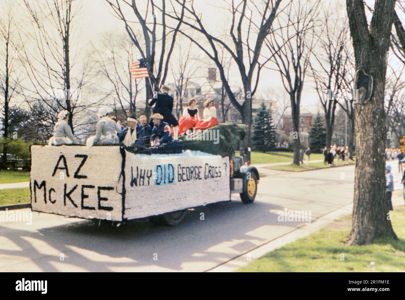 Patriotic float with American flag in a parade ca. 1955-1965 Stock ...