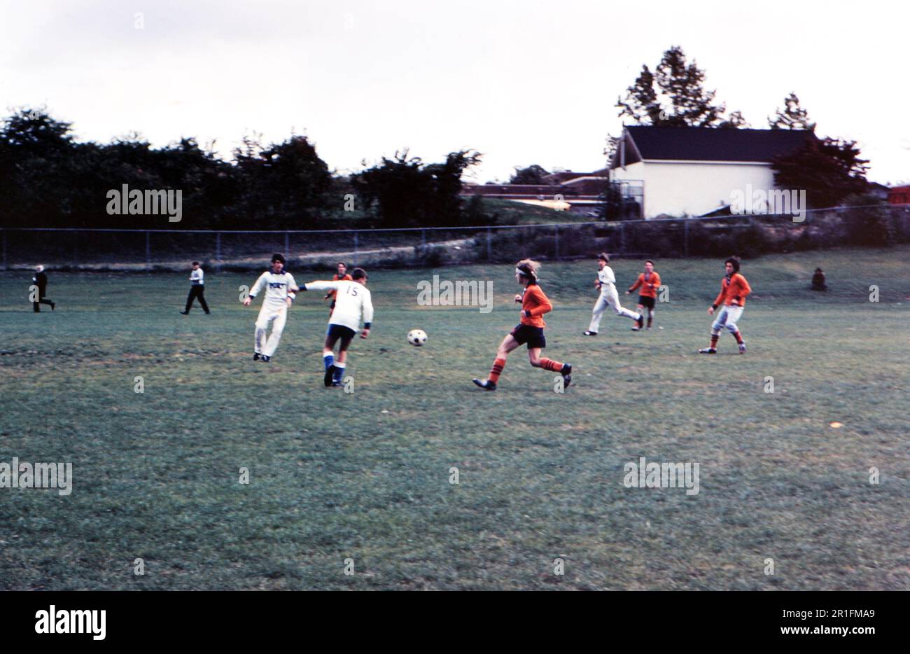 Boys soccer game in action ca. 1970 Stock Photo - Alamy