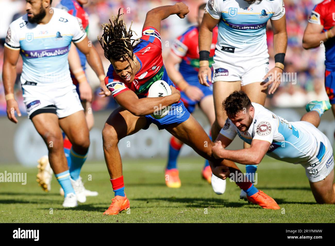 Dominic Young of the Knights during the NRL Round 11 match between the ...