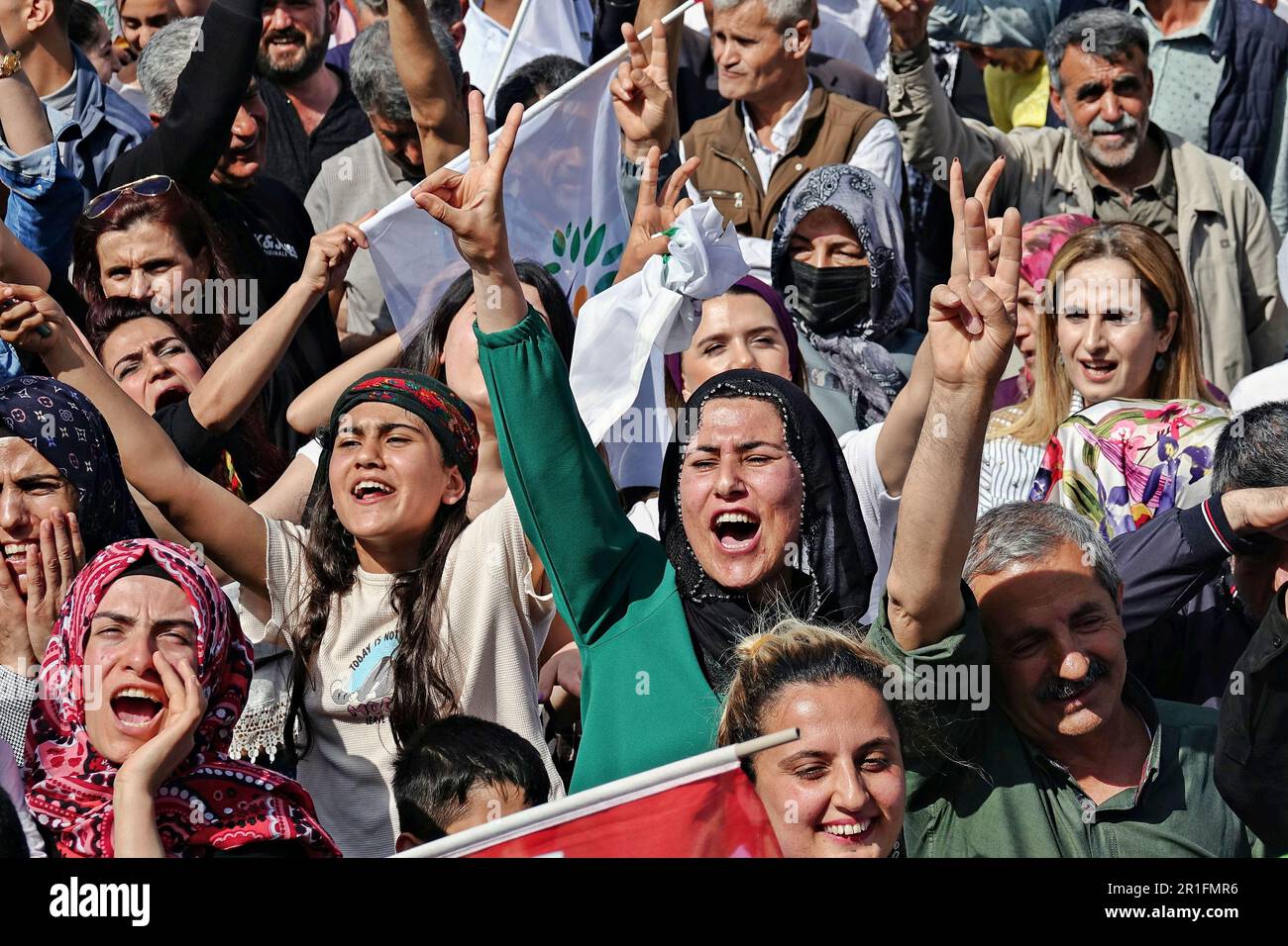Diyarbakir, Turkey. 13th May, 2023. Supporters take part during the ...