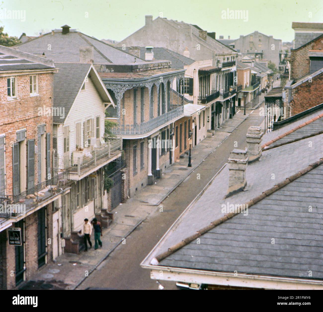 Empty street in the French Quarter in New Orleans, Louisiana ca. 1975 ...
