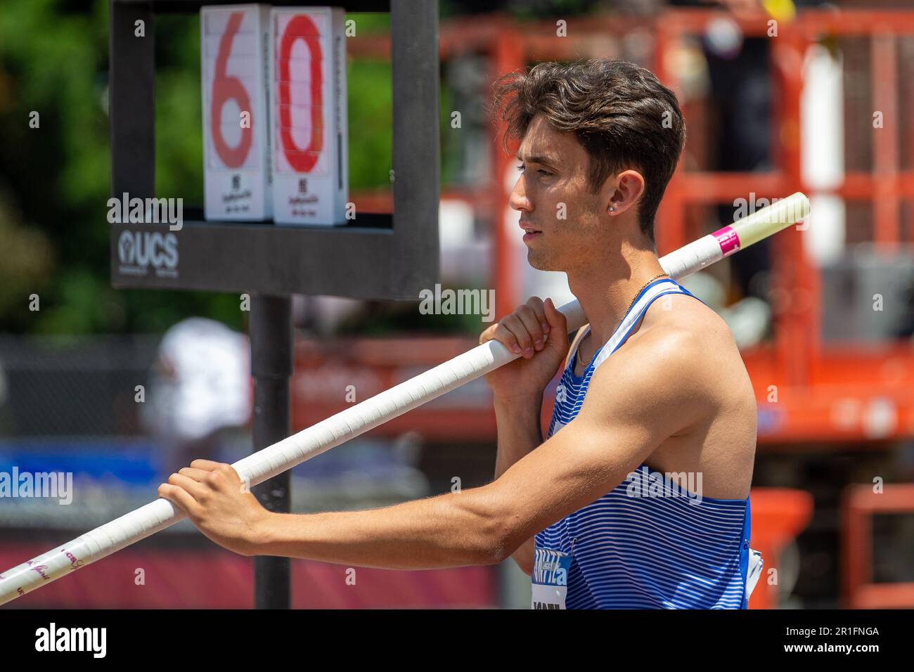 Raleigh, North Carolina, USA. 12th May, 2023. MAX FORTE (Duke) readying ...