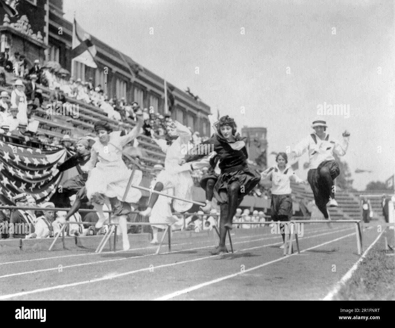 Archival Photo: Women competing in low hurdle race ca. 1920-1930 Stock ...