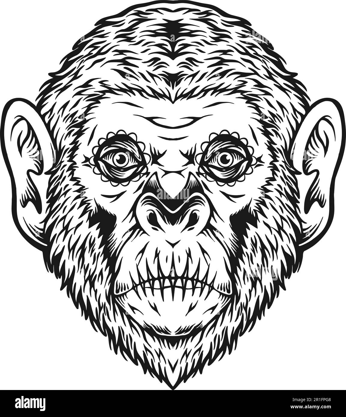 Dia de los muertos sugar monkey head logo illustrations silhouette ...