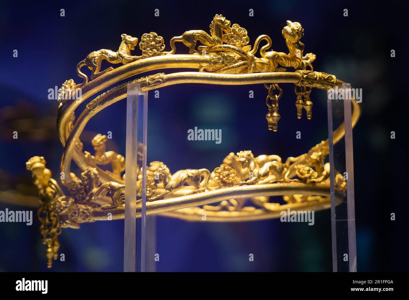 Bucharest, Romania. 13th May, 2023: The gold diadem from Sveshtari ...