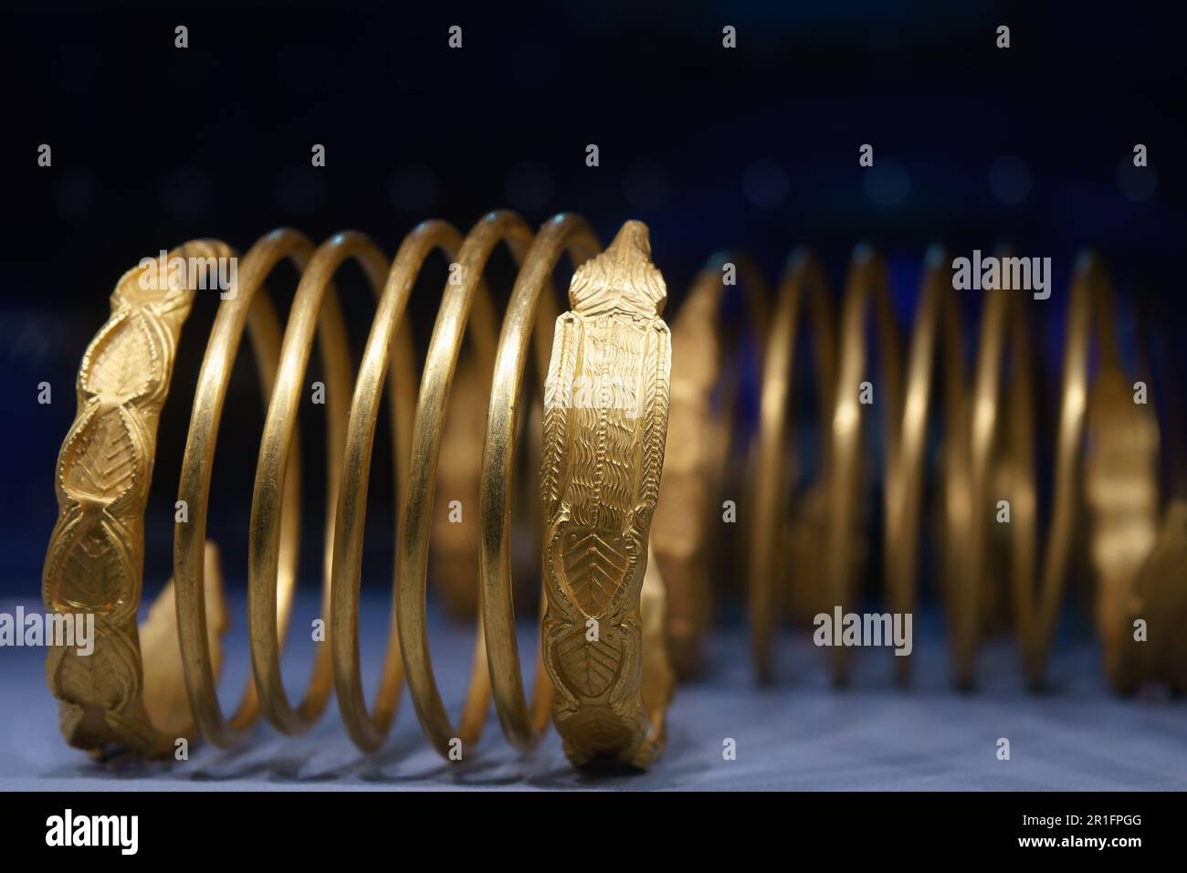 Bucharest, Romania. 13th May, 2023: Dacian gold bracelets, solid gold ...