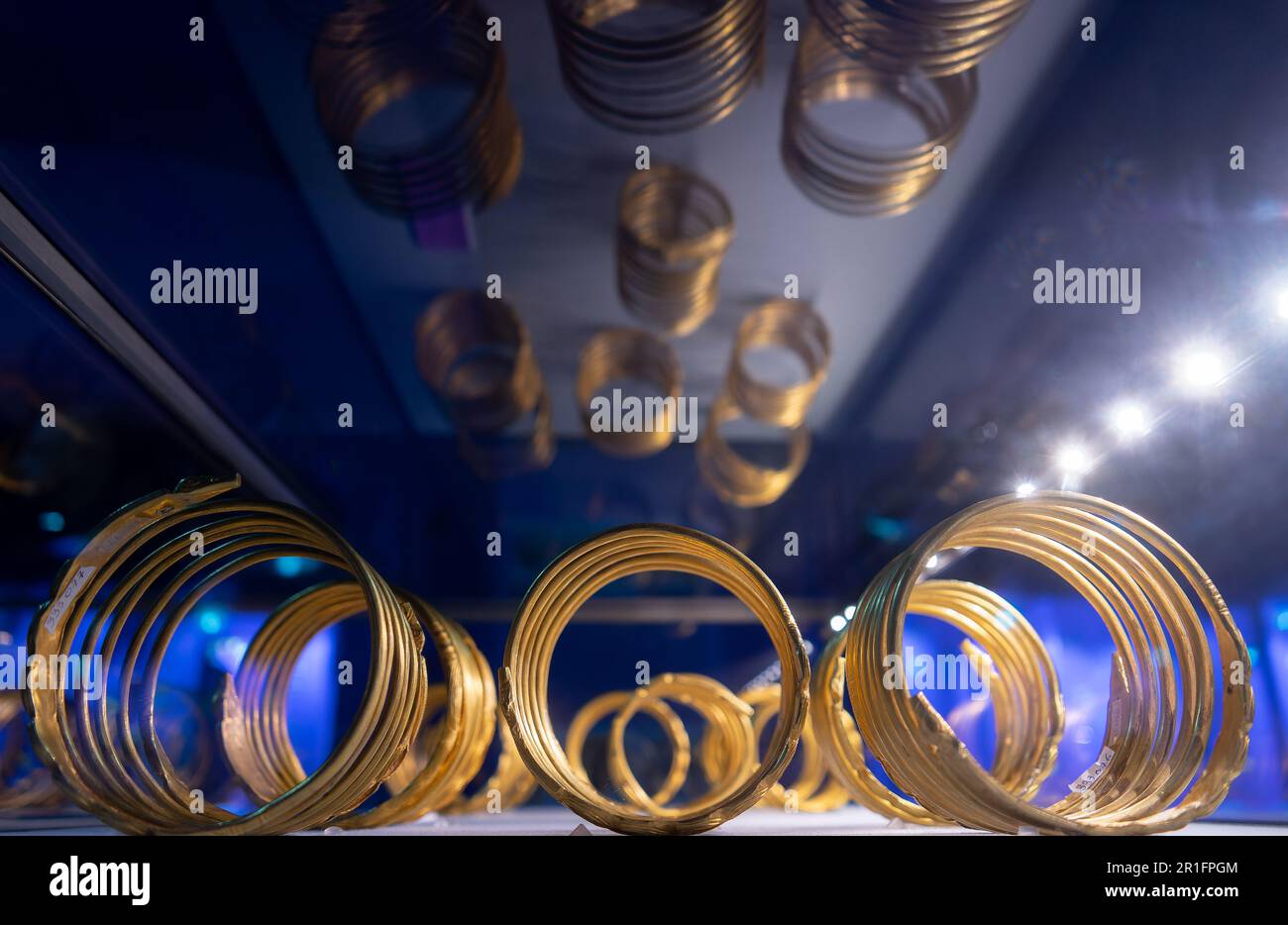 Bucharest, Romania. 13th May, 2023: Dacian gold bracelets, solid gold ...