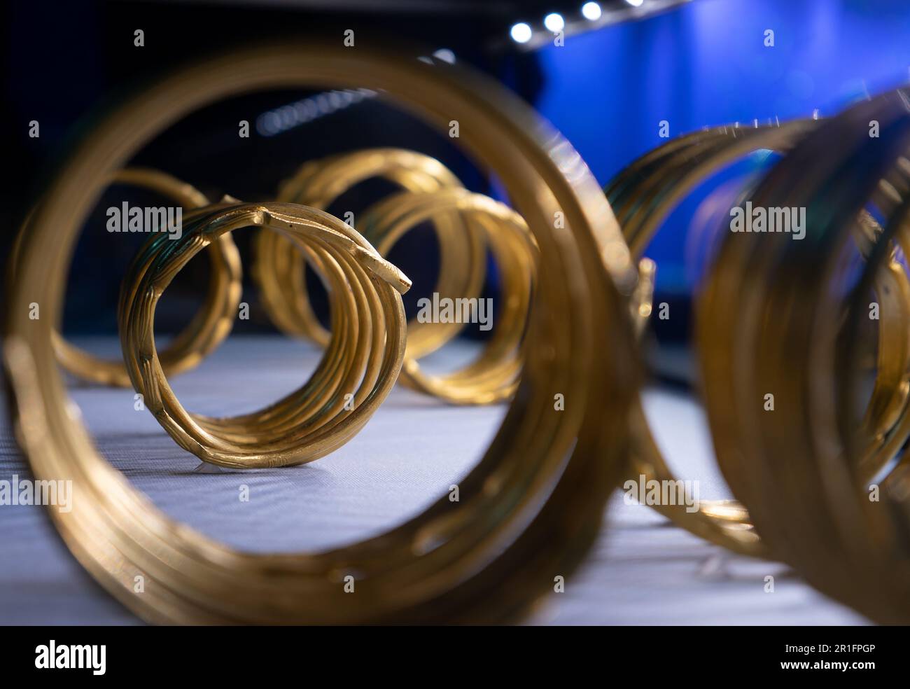 Bucharest, Romania. 13th May, 2023: Dacian gold bracelets, solid gold ...