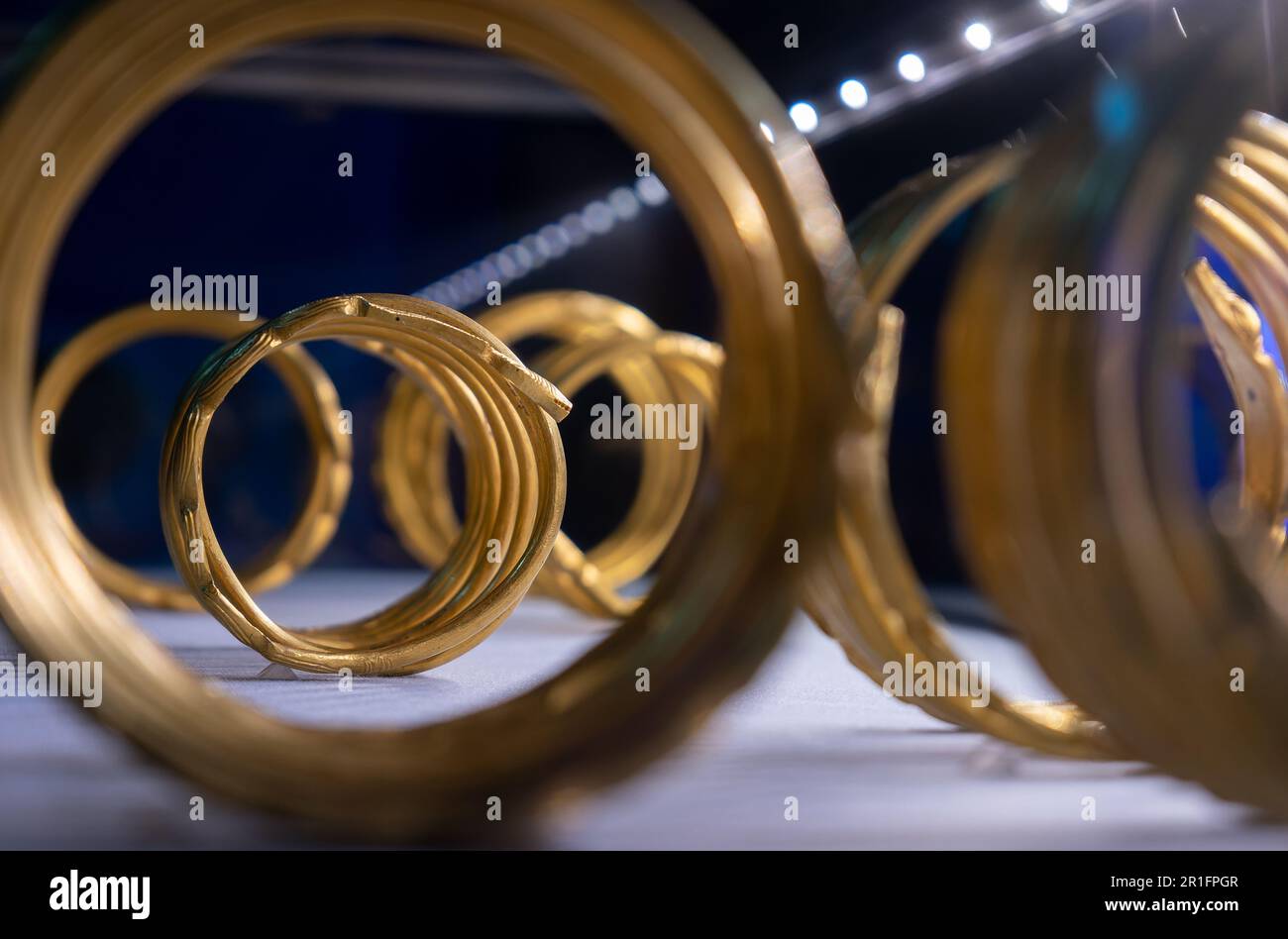 Bucharest, Romania. 13th May, 2023: Dacian gold bracelets, solid gold ...