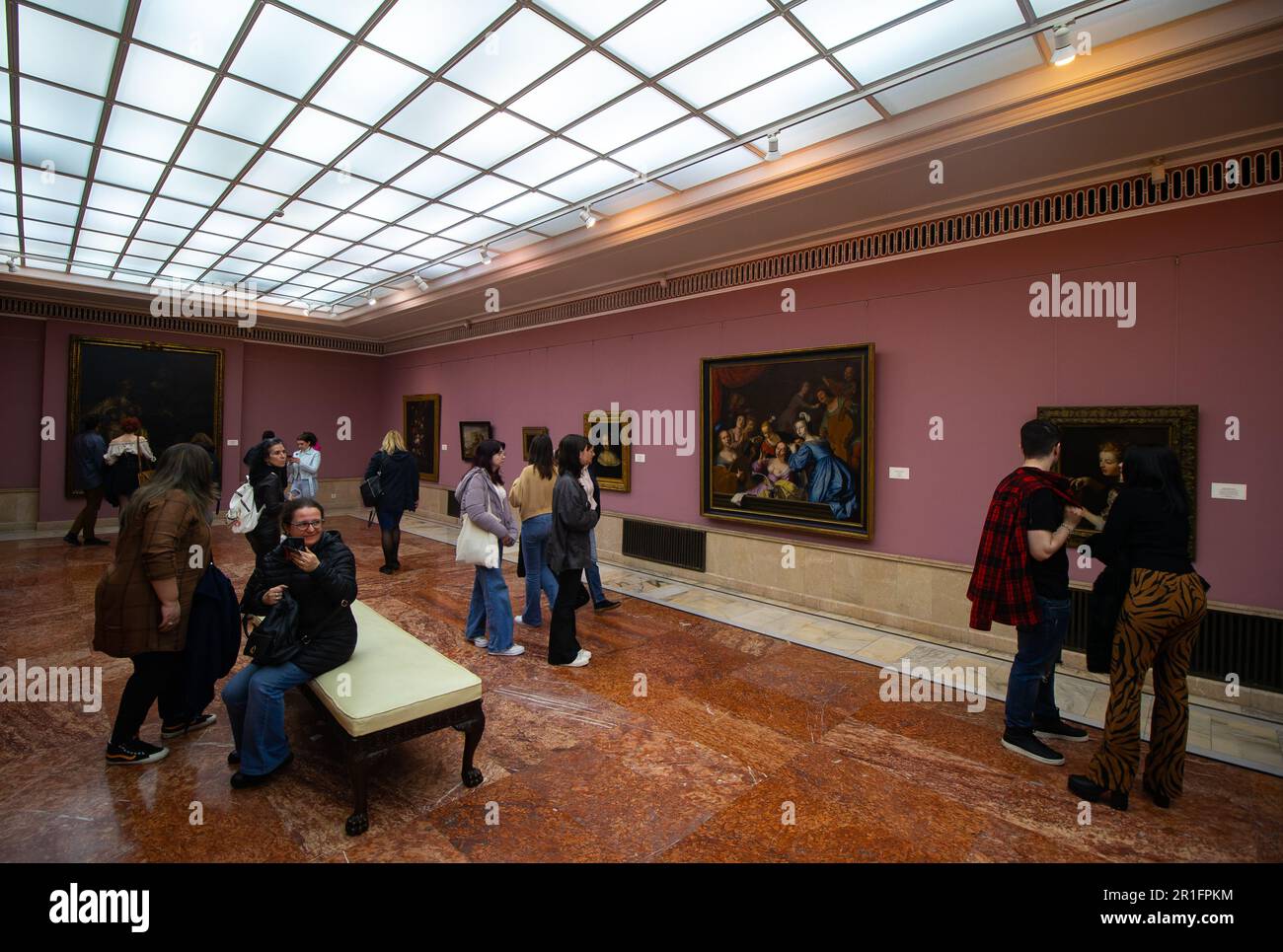 Bucharest, Romania. 13th May, 2023: People look at paintings in the ...