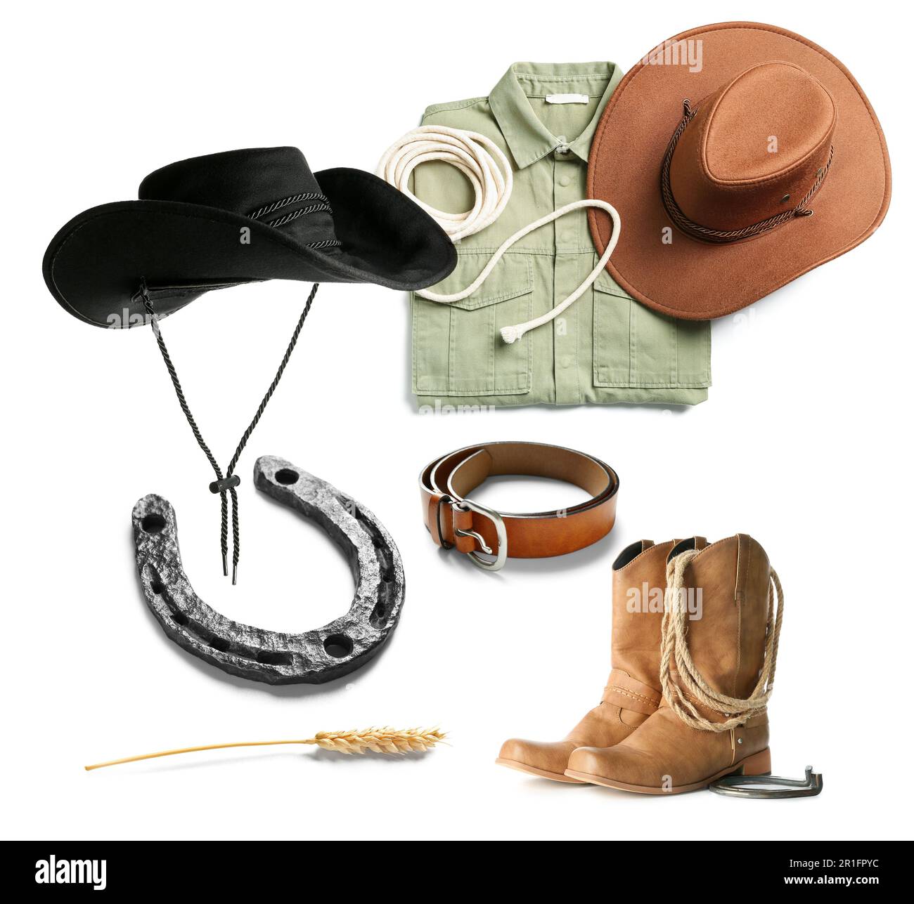 set-of-cowboy-accessories-on-white-background-stock-photo-alamy