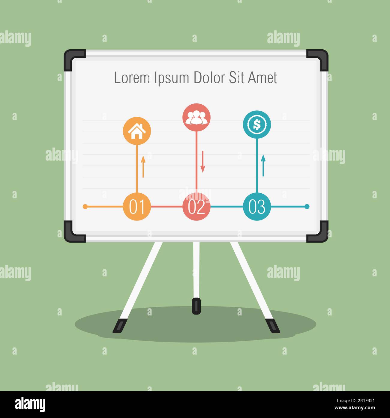 Whiteboard with chart, flat design, vector eps10 illustration Stock ...